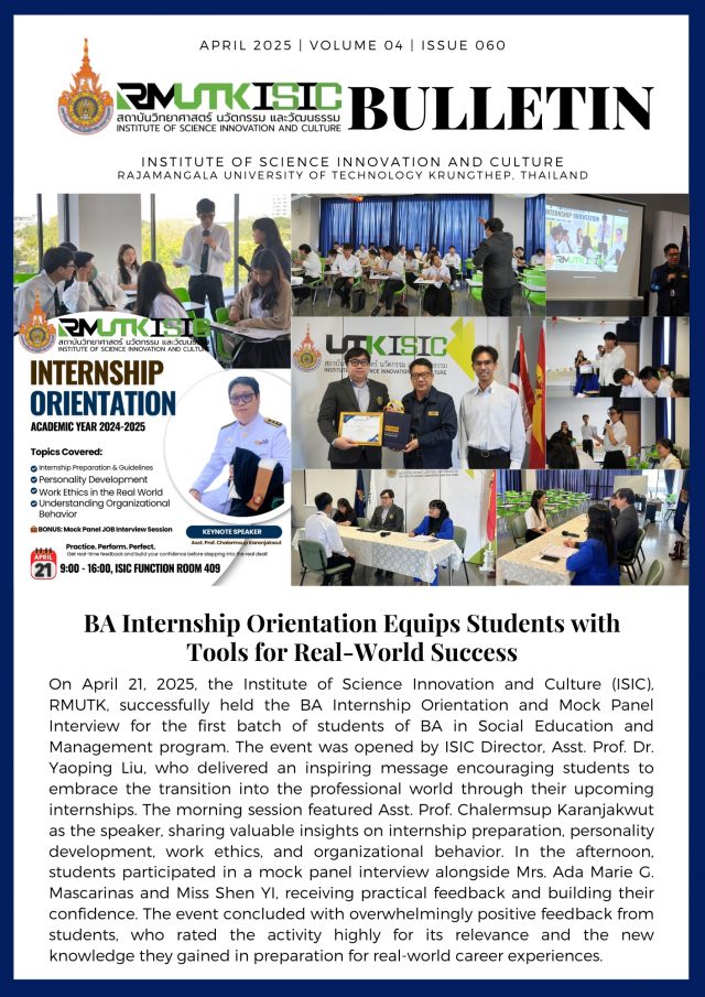 Bulletin V.4 2025 – Institute of Science Innovation and Culture, RMUTK