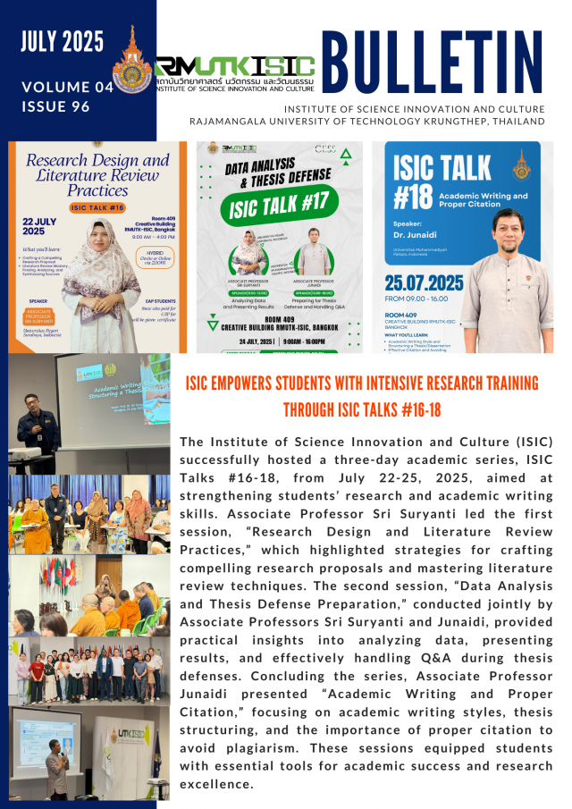 Bulletin V.4 2025 – Institute of Science Innovation and Culture, RMUTK